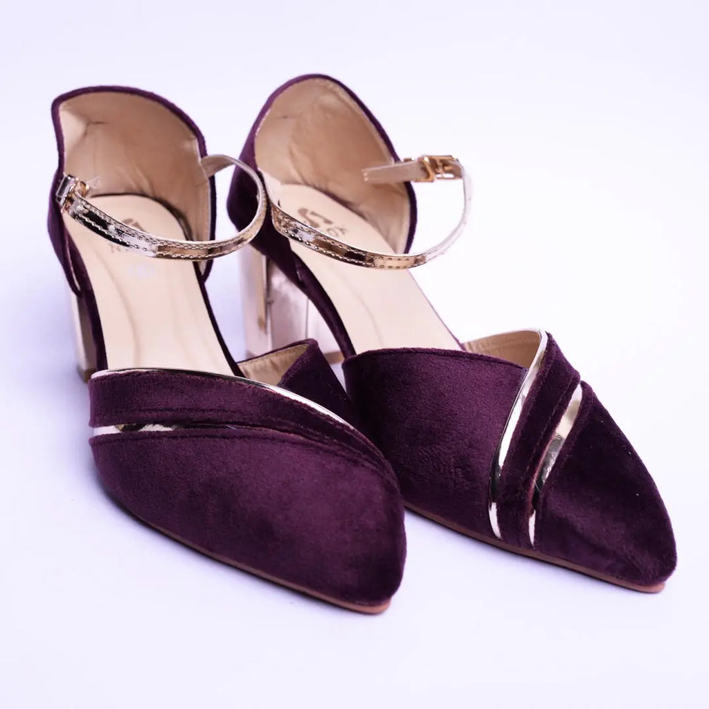 Velvet gold strip Maroon - Neon By Anum Hassan